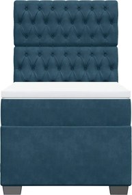 Box spring postel s matrací modrá 100 x 200 cm samet 3293144