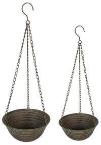 Sada 2 kusů dekorativních závěsných kovových květináčů - Ø 25*12/62 / Ø 19*9/53 cm