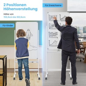Costway Oboustranná magnetická tabule s kolečky, stojanem a – 60 × 100 cm