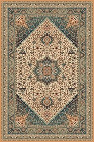 Kusový koberec vlněný Agnella Isfahan Aretuza Měděný Béžový Zelený Rozměr: 133x180 cm