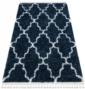 Kusový koberec Shaggy UNION 3488 modrý krémový Rozměr: 80x150 cm
