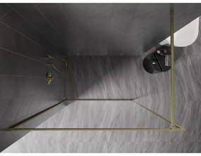 Mexen, Mexen Kioto-XF sprchová stěna s rámem 90 x 202 cm, průhledná 10 mm, broušené zlato - 800-090-104-55-00-X