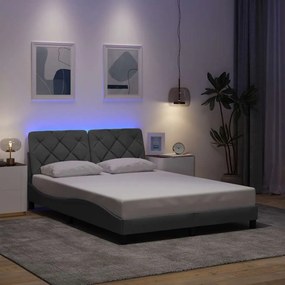 Rám postele s LED bez matrace Světle šedá 140x190 cm Látka 3310664