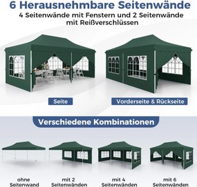 Costway Pavilon skládací altán s 6 odnímatelnými bočními stěnami, výškově
