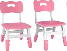 AIYAPLAY dětská židle k psacímu stolu, 2kusová sada, výškově nastavitelná 26-30 cm, ergonomické opěradlo, bez područek pro 1,5–8 let, růžová