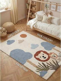 Krémový pratelný/ručně tkaný bavlněný dětský koberec 140x200 cm Snuggle Lionel – Hanse Home