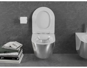 Mexen Lena WC mísa Rimless s pomalu padající deskou slim, duroplast, Bílá/Stříbrná - 30224004