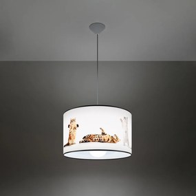 Dětské závěsné svítidlo Kitty, 1x plastové stínítko se vzorem, (fi 40cm)