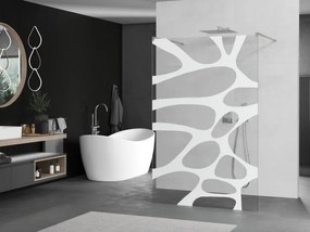 Mexen Kioto, sprchová zástěna Walk-In 100 x 200 cm, 8mm čiré sklo bílý vzor, ​​broušená ocel profil, 800-100-002-97-97
