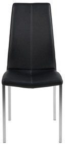 Tapicerowane krzesło do jadalni Eco Skóra Czarne Chromowane podpory  JEVER
