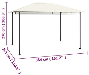 vidaXL Marketos Altán 384x281x270 cm krémový 180 g/m²