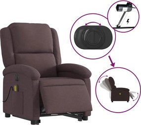 Elektrické zvedací masážní polohovací křeslo tmavě hnědé textil 3204205