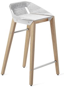 OnaDnes -20% Bílá plstěná barová židle Tabanda DIAGO s dubovou podnoží 62 cm