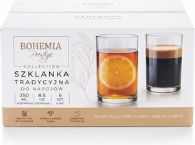 BOHEMIA PRESTIGE TRADITIONAL GLASSES SKLENICE NA VODU 250 ML SADA 6 KS