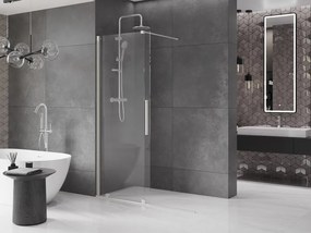 Mexen Velar, sprchová zástěna s posuvnými dveřmi Walk-in 160 x 200 cm, 8mm čiré sklo, broušená ocel, 871-160-000-03-97