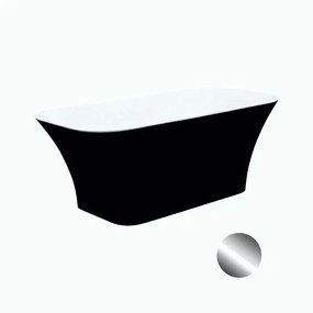 Besco Volně stojící vana z litého mramoru Assos S-Line BW 160x70 Barva: Bílá/černá, Rozměry (cm): 160x70, Typ a barva výpustě: Click-Clack s horním čištěním, černá