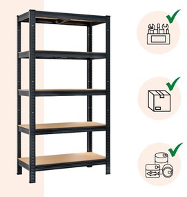 Jurhan Regál s vysokou nosností HEAVY, max. 875kg, 90x40x180cm, černá