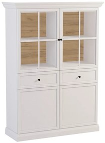 LUCCA b | vitrína W4D2S s policemi a zásuvkami | 114,4 cm | bílá