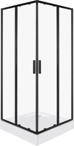 Novoterm Čtvercový sprchový kout NV-Solid SQ BL 80, černý/transparent - bez vaničky