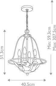 Elstead BRADBURY kovový Farmhouse lustr 40 cm bílý 4xE14