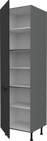 ARIA ab | vysoká skříňka 60 DK-215 2F potravinová s policemi | 60 cm | ANTI FINGERPRINT povrch | antracit/černá