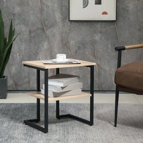 HOMCOM 2-Úrovňový konferenční stolek pro obývací pokoj, ložnici a kancelář, moderní styl 45x35x48 cm Přírodní | Aosom