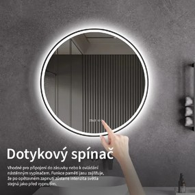 CERANO - Koupelnové LED zrcadlo Rivo, kovový rám - černá matná - Ø 80 cm