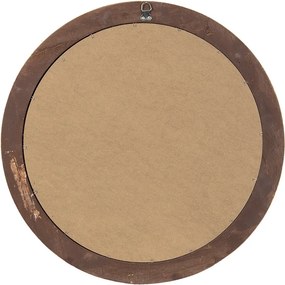 Zlaté nástěnné vypouklé zrcadlo v dřevěném rámu - Ø 59 cm