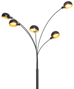 Designová stojací lampa černá se zlatem 5-světlo - Sixties Marmo
