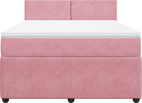 Box spring postel s matrací růžová 140x190 cm samet 3287733