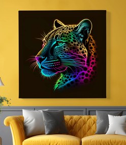 Obraz na plátně - Barevný zářící Gepard FeelHappy.cz Velikost obrazu: 60 x 60 cm