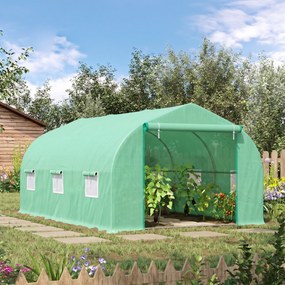 Fóliový skleník Outsunny Fóliový skleník Studený rám Rajčatový domek Sedlová střecha 450 × 300Š × 205V cm