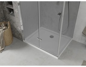 Mexen Lima skládací sprchový kout 80 x 90 cm, Grafitově černá, Chromovaná + sprchová vanička Flat, Bílá - 856-080-090-01-40-4010