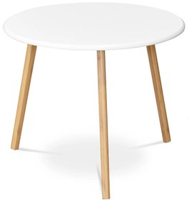 AUTRONIC Stůl konferenční 60x60x50 cm,  MDF bílá deska,  nohy bambus přírodní odstín