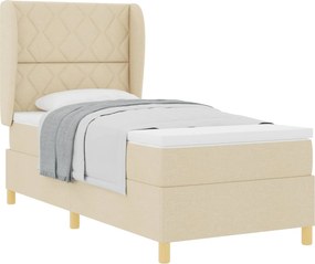 Postel s boxspringem s čelo Krémová 190 x 90 cm textil 3340793