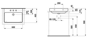 Laufen Pro S Umyvadlo broušené 60 x 46,5 cm se třemi otvory, bílá H8169630001081