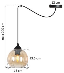 Závěsné svítidlo Costa Spider, 1x medové skleněné stínítko, b