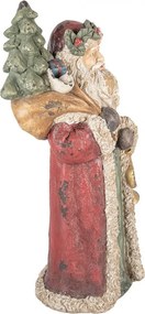 Červená vánoční dekorace Santa se stromečkem - 35*28*83 cm