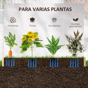 Outsunny Čtvercový Dřevěný Zahradní Urban Plánter Bed Květinová Krabice pro Plodiny, Rostliny, Květiny, Byliny na Terasu 100x100x16 cm Přírodní