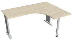 Stůl ergo oblouk levý 160×120 cm - Hobis Flex FE 60 L Dekor stolové desky: akát, Barva nohou: Stříbrná