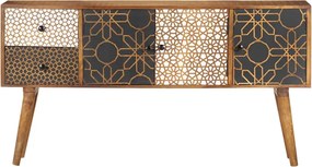 Příborník s potiskem 130 x 30 x 70 cm masivní mangovník 247917
