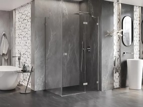 Mexen Lunar, pravostranný výklopný sprchový kout 70 x 80 cm, 8mm čiré sklo, ocelový profil, 834-070-080-97-00-P
