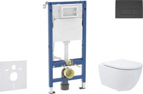 SANITINO - Set předstěnové instalace, klozetu Oudee a sedátka softclose, tlačítko Delta50, matná černá SANI11CA5195