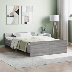 vidaXL Rám postele s hlavovým a nožním čelem 120 x 200 cm [3203745] Barva: šedá sonoma