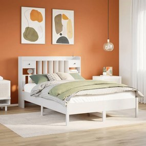 Postel s knihovnou bez matrace bílá 140x190 cm masivní borovice 3322922