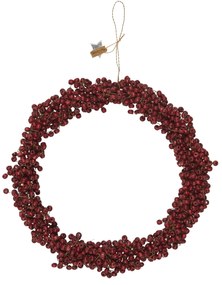 Ib Laursen Korálkový věneček Wooden Beads Red Ø 22 cm, červená barva, dřevo
