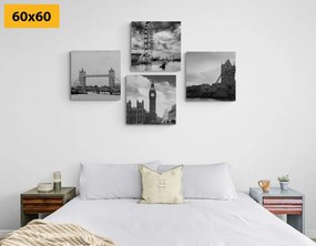 Set obrazů tajemný Londýn v černobílém provedení Varianta: 4x 40x40