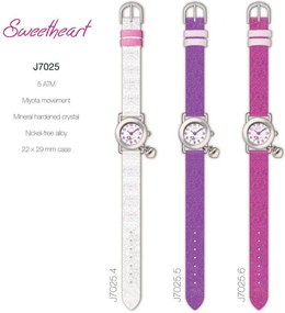 Dětské růžové náramkové hodinky JVD basic J7025.6 se srdíčkem