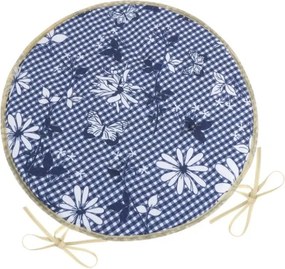 Bellatex Sedák DITA kulatý hladký průměr 40 cm Kostička Modrá