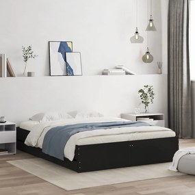 Rám postele se zásuvkami černý 150 x 200 cm kompozitní dřevo 3207267